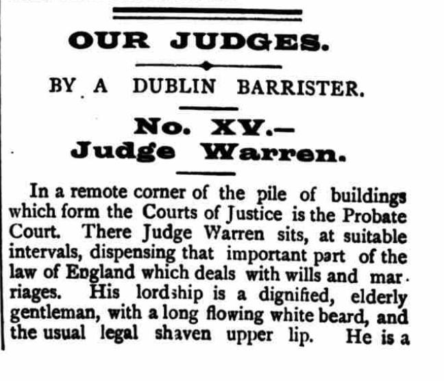 ‘Our Judges:’ Critiquing 24 Sitting Irish Judges, 1889-90 – Stories of ...